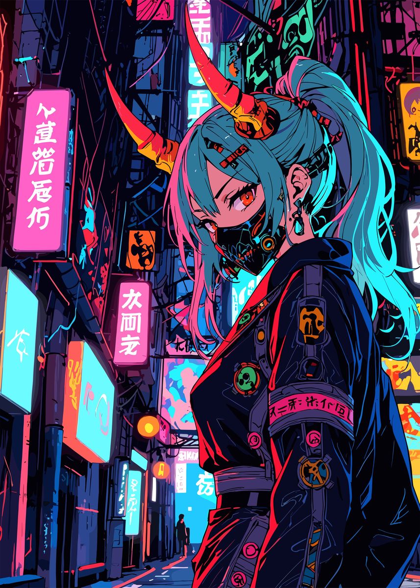'Cyberpunk Demoness' Poster, picture, metal print, paint by sekarayu ...