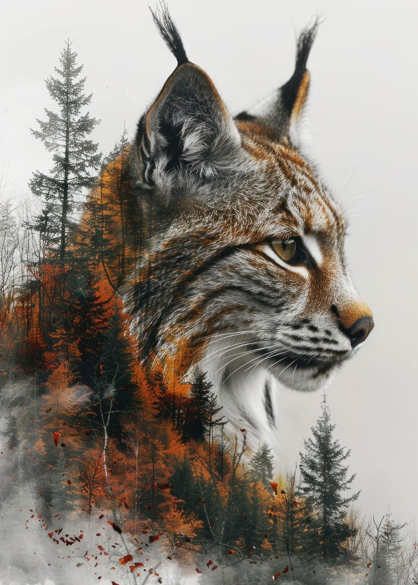 'Lynx portrait' Poster, picture, metal print, paint by Byrdyak | Displate
