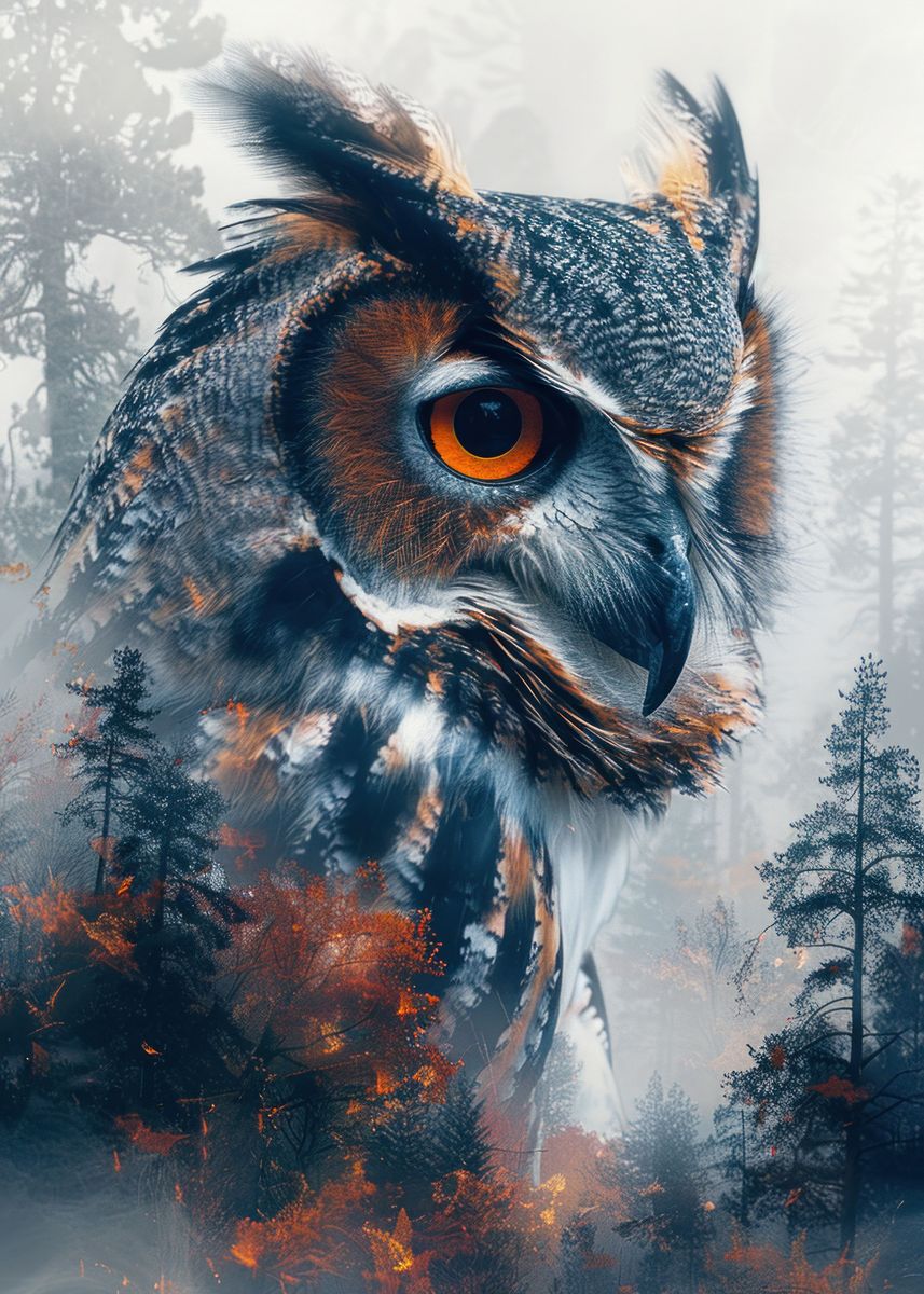'Owl portrait' Poster, picture, metal print, paint by Byrdyak | Displate