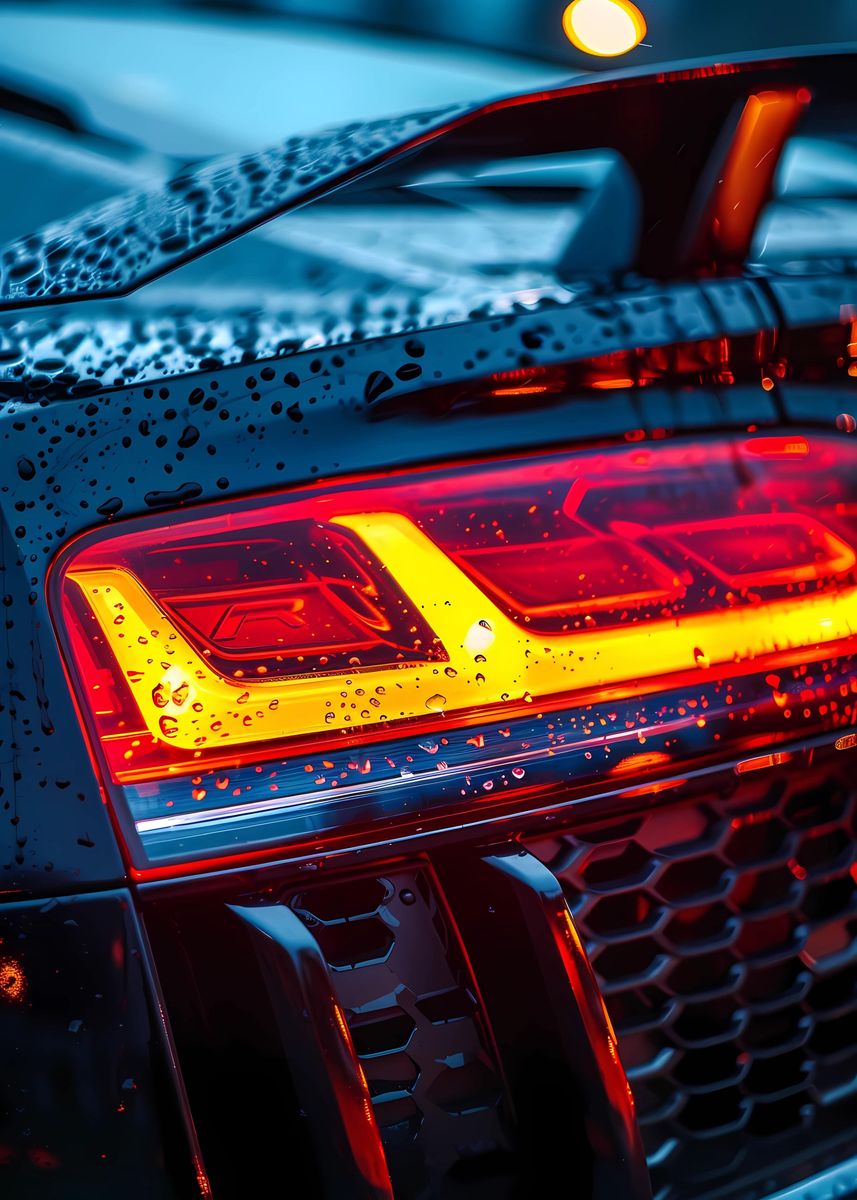 'Audi R8 Tail Light Closeup' Poster, picture, metal print, paint by ...