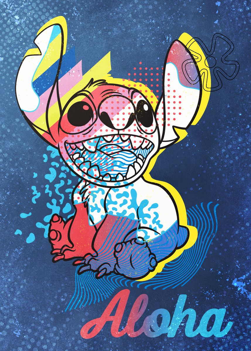 'Stitch Pattern Aloha' Poster, picture, metal print, paint by Disney ...