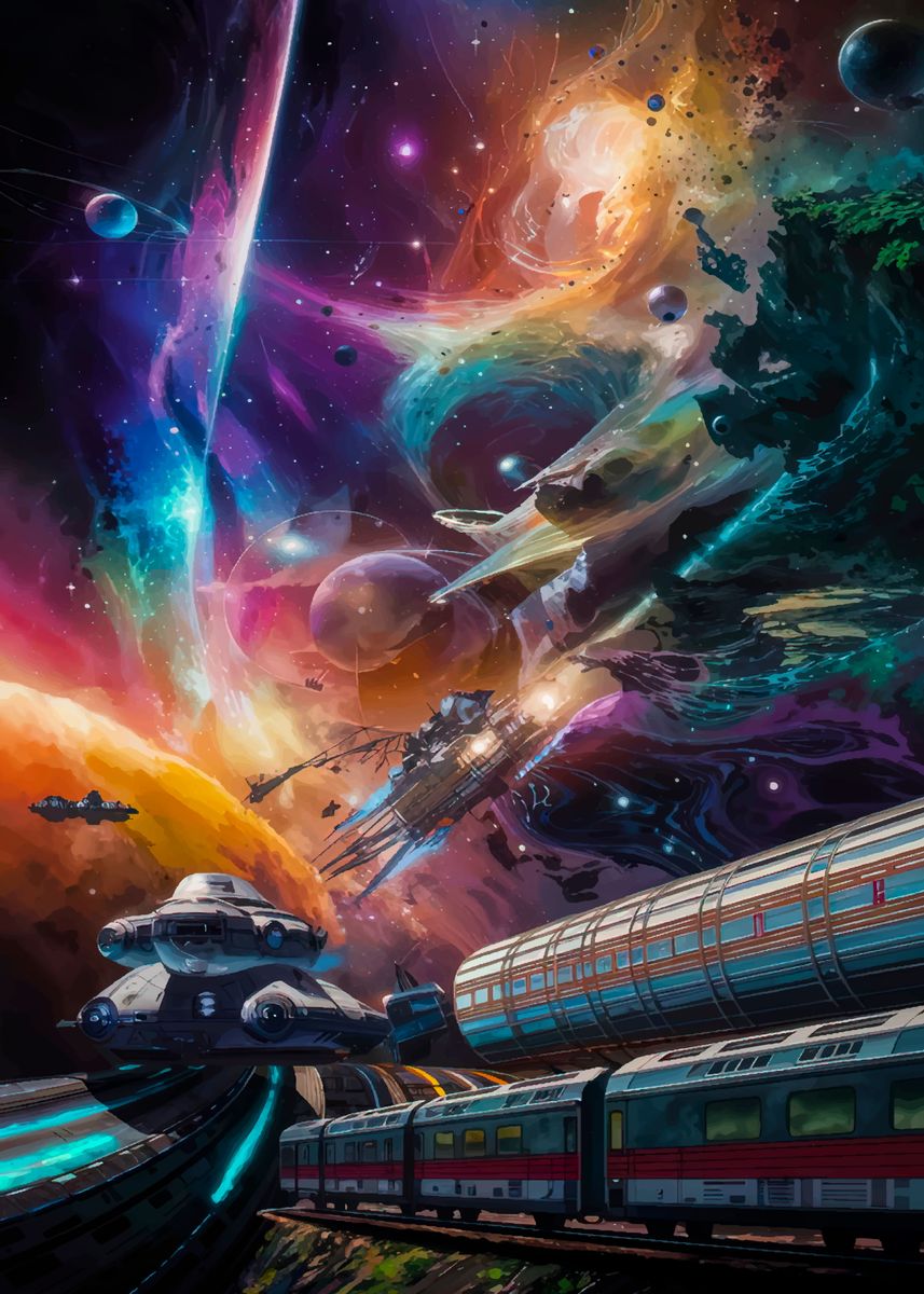 'Space Odyssey Express' Poster, picture, metal print, paint by James ...