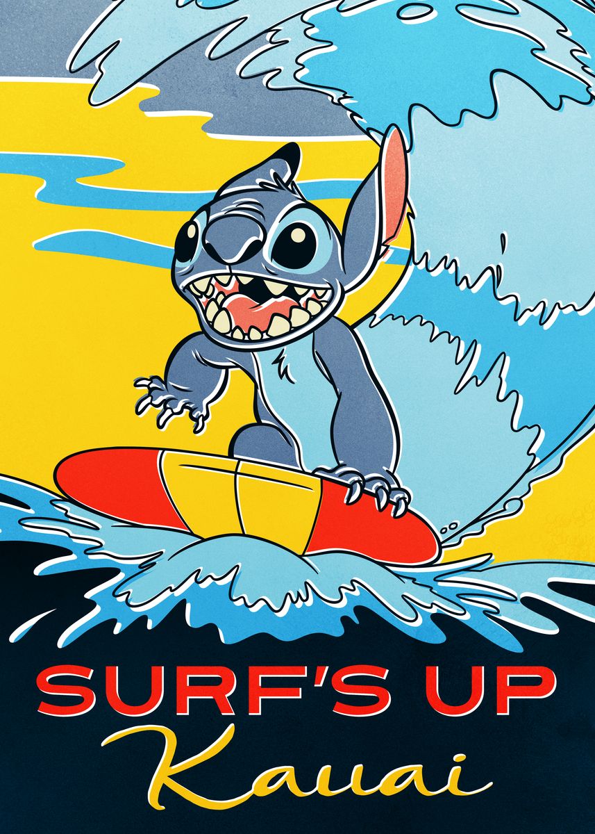 'Stitch Surfs Up' Poster, picture, metal print, paint by Disney Stitch ...