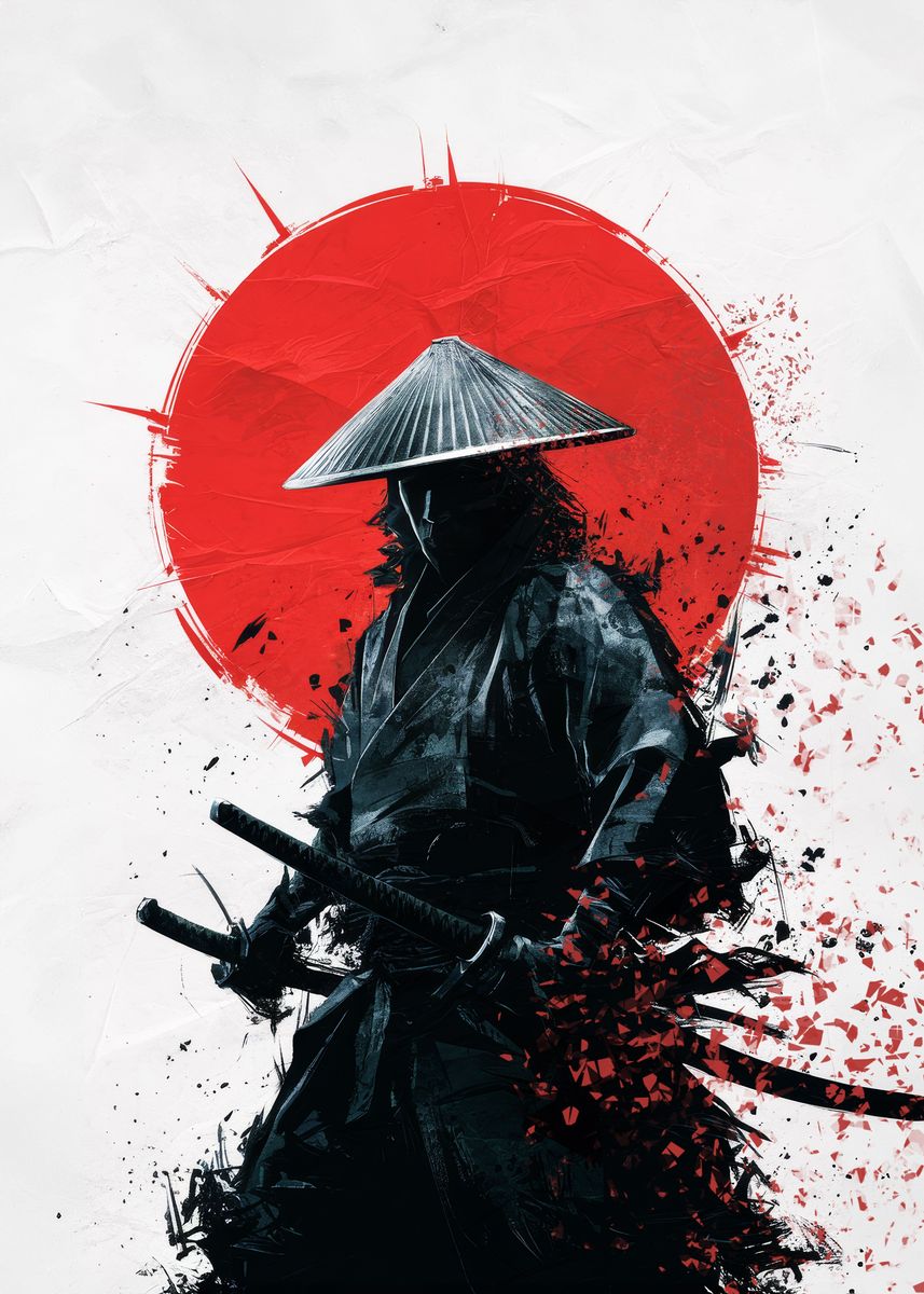 'Red Moon Samurai Slayer JP' Poster, picture, metal print, paint by ...