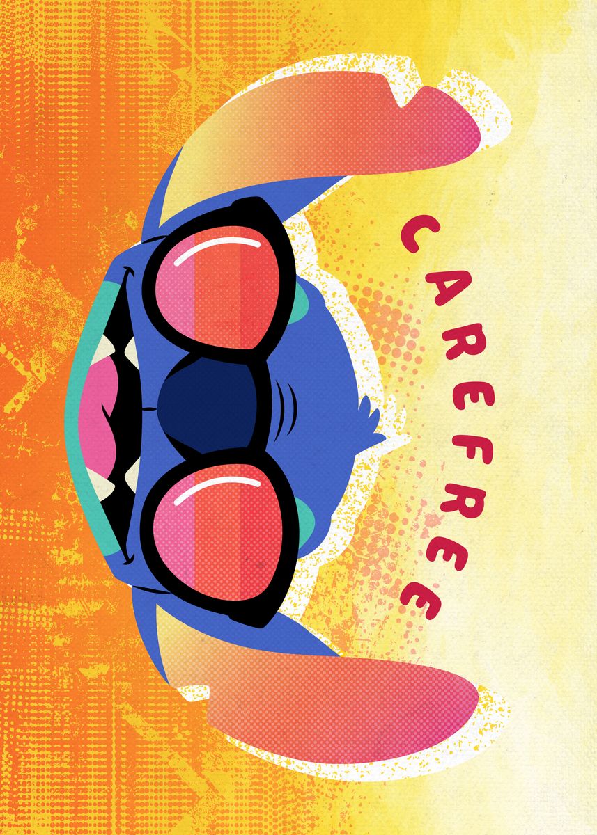 'Stitch Care Free' Poster, picture, metal print, paint by Disney Stitch ...