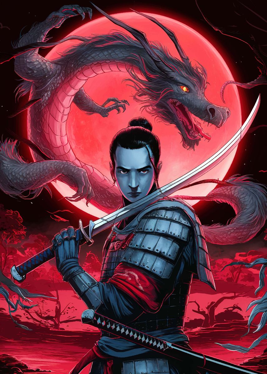 'Dragon Samurai' Poster, picture, metal print, paint by MICHELLE RHOADS ...