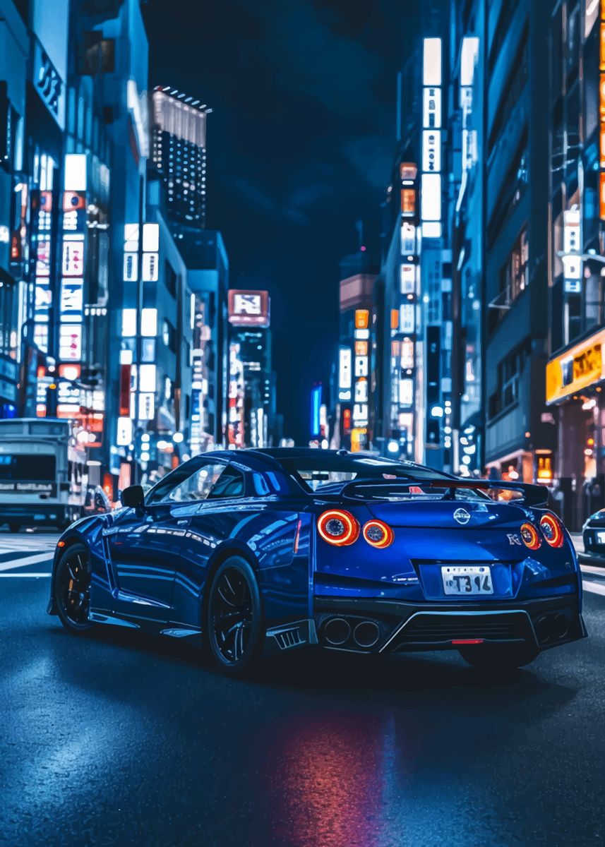 'Nissan GTR neon lit ' Poster, picture, metal print, paint by Anima Art ...