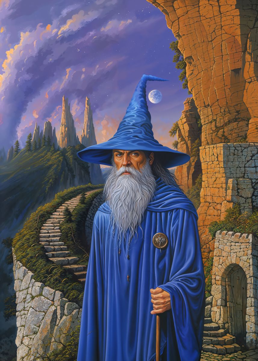 'The Blue Wizard' Poster, picture, metal print, paint by Powerful Words ...