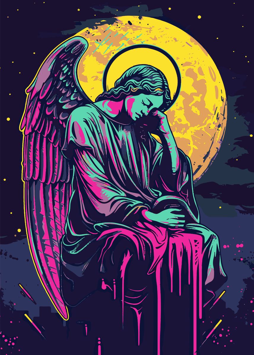 'Trippy Archangel Vaporwave' Poster, picture, metal print, paint by ...