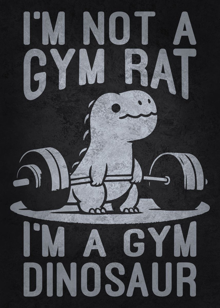 'Gym Dinosaur Funny Workout' Poster, picture, metal print, paint by ...