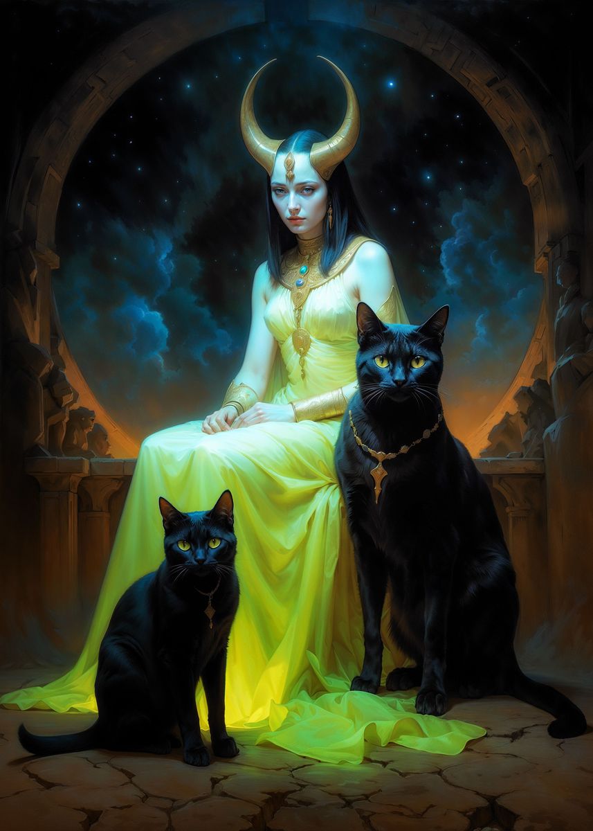 'Goddess Bastet ' Poster, picture, metal print, paint by Alice White ...
