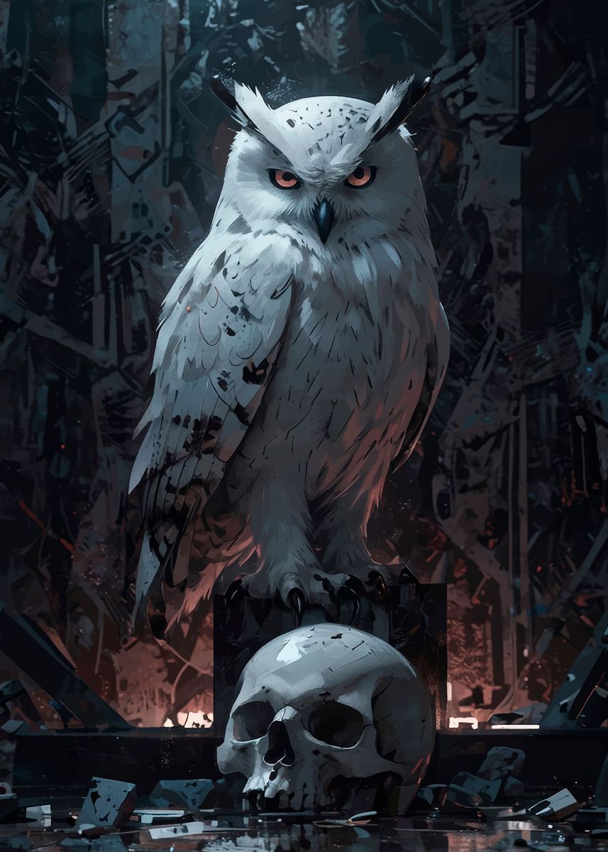 'Nocturnal Guardian Owl' Poster, picture, metal print, paint by You ...