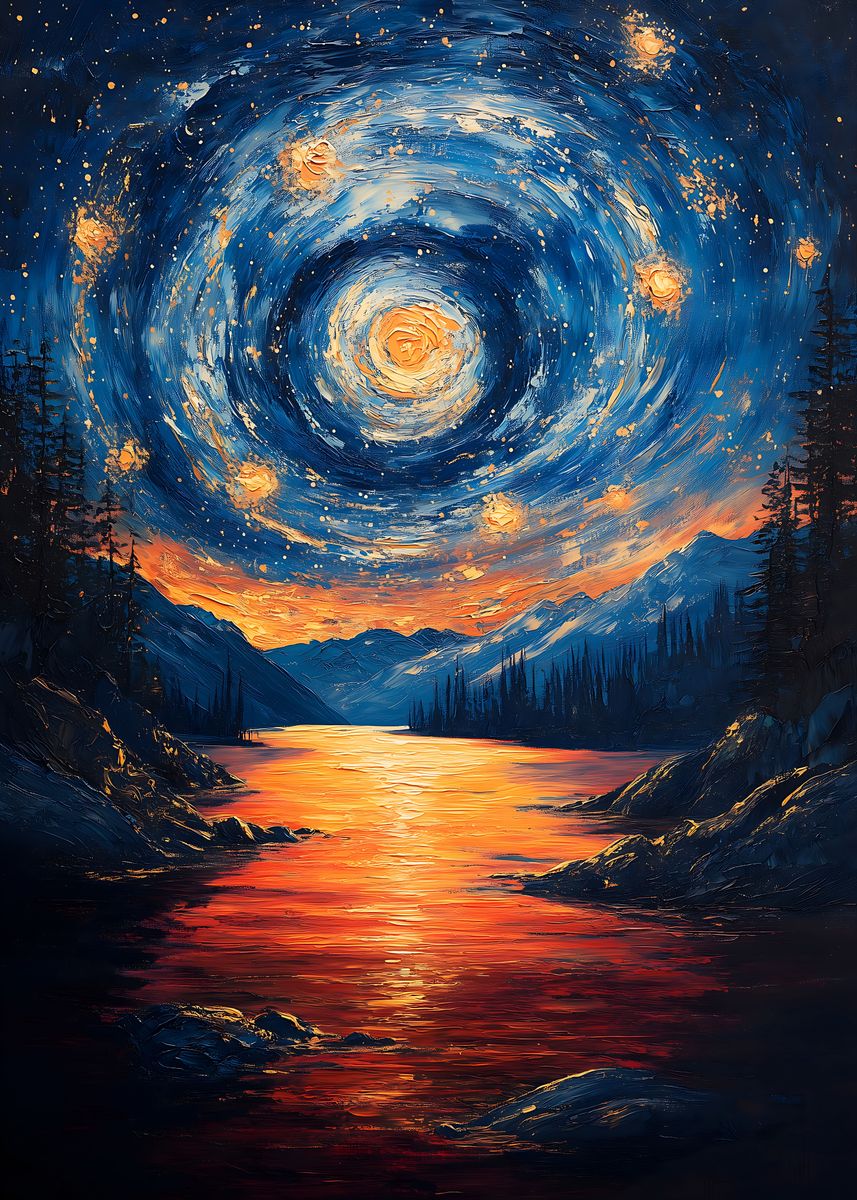 'Cosmic Sunset' Poster, picture, metal print, paint by ...