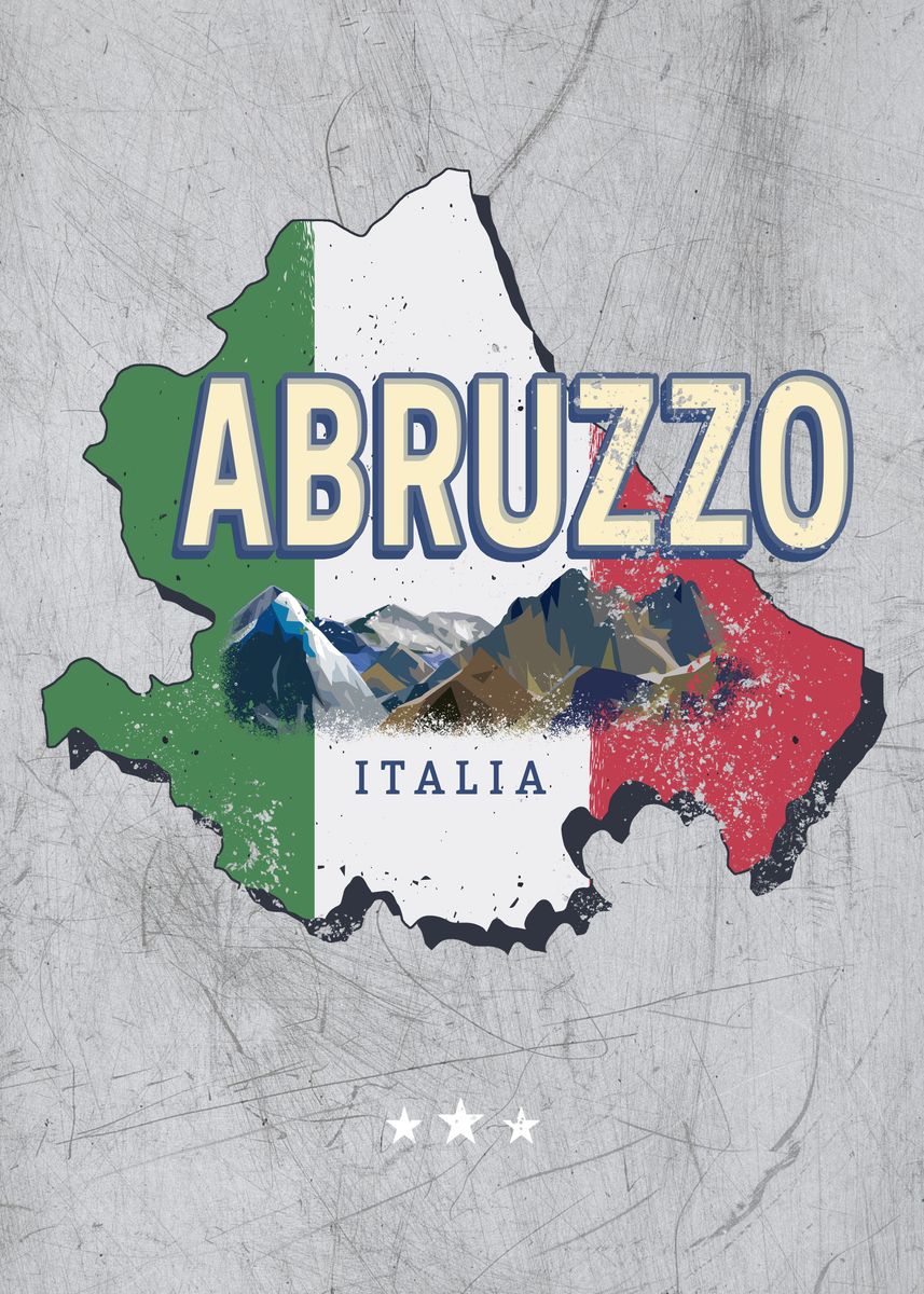 'Abruzzo Italy Region Map' Poster, picture, metal print, paint by Nils ...