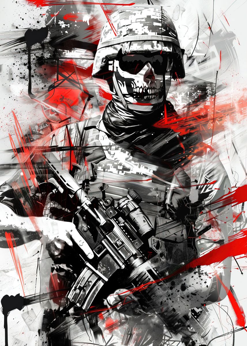 'Soldier Skull Mask' Poster, picture, metal print, paint by Ben Krefta ...