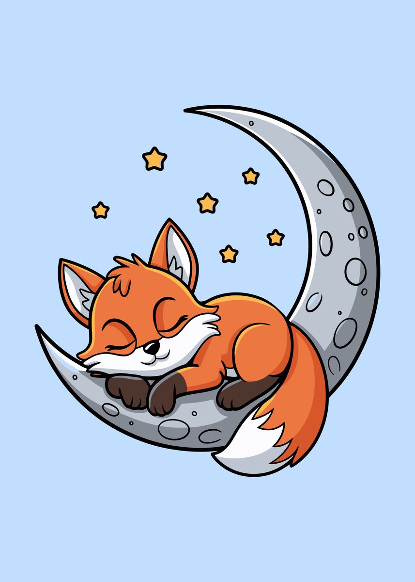'Sweet Dreams Fox' Poster, picture, metal print, paint by 21 MXM | Displate