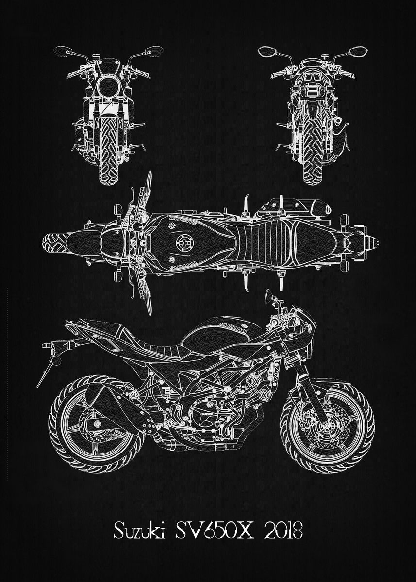 'Suzuki SV650X 2018' Poster, picture, metal print, paint by Blueprint ...