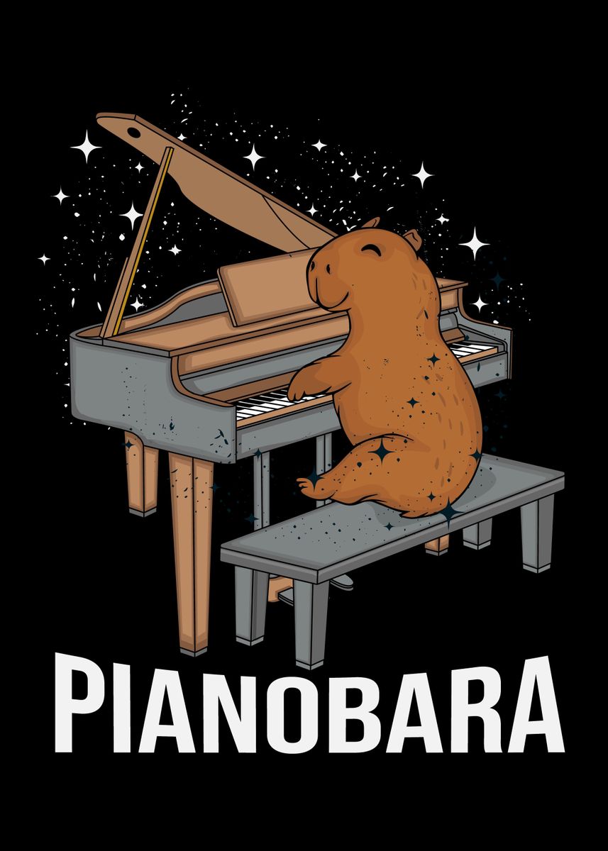 'Capybara Piano Player' Poster, picture, metal print, paint by ...
