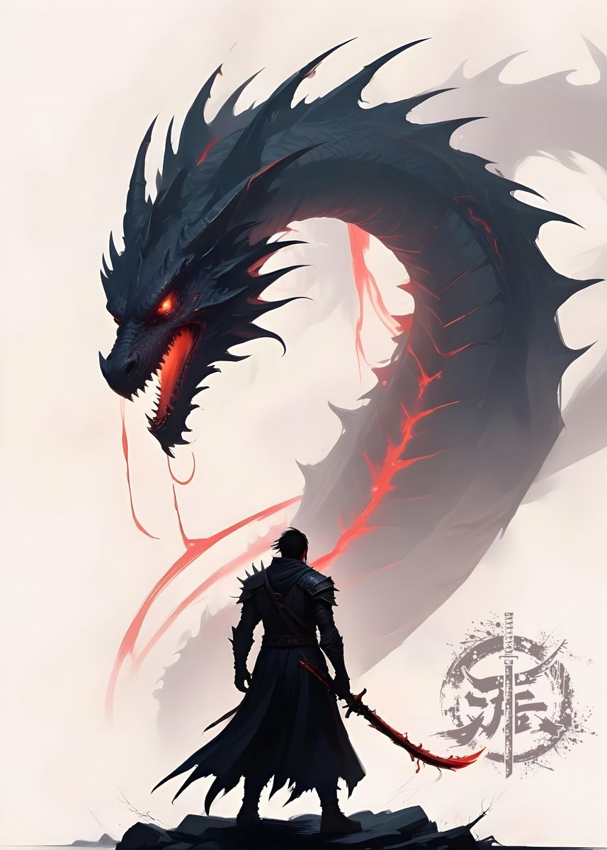 'knight dragon sword game' Poster, picture, metal print, paint by lucas ...