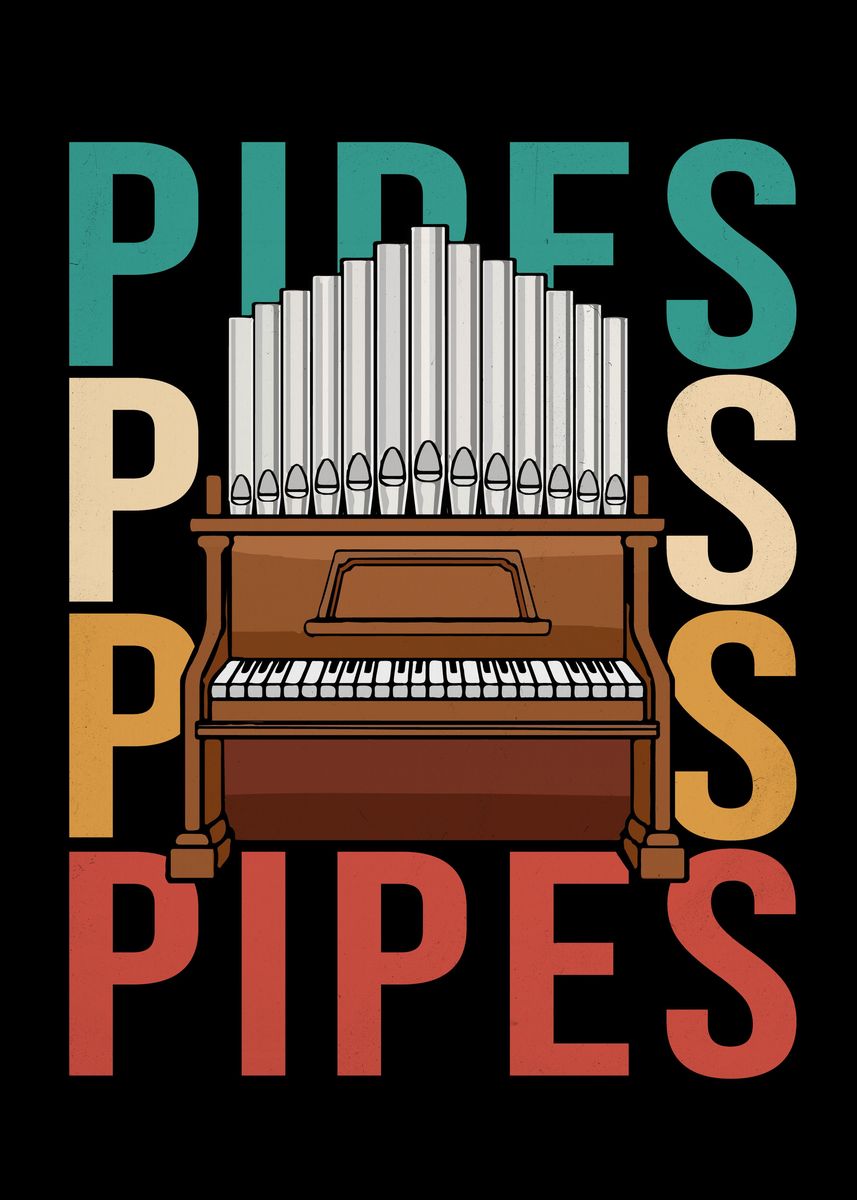 'Retro Pipe Organ Player' Poster, picture, metal print, paint by ...