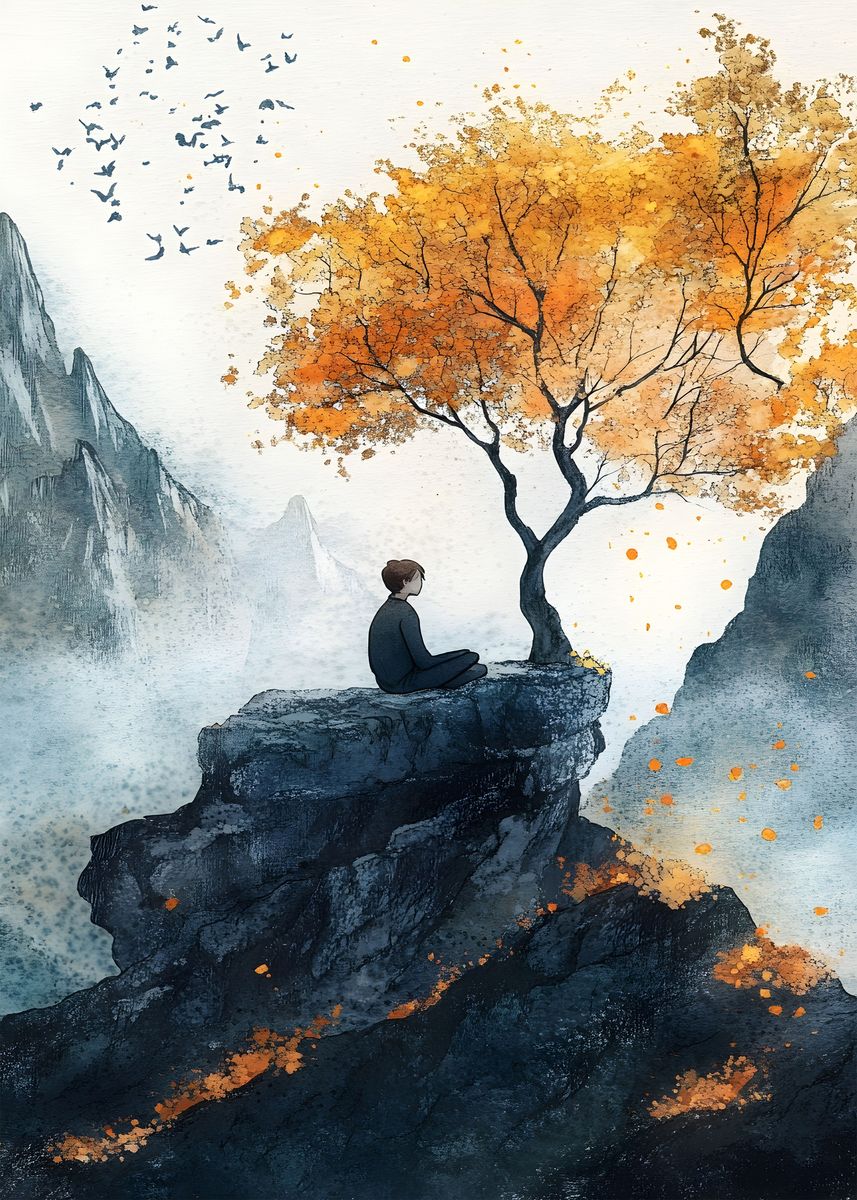 'Contemplation' Poster, picture, metal print, paint by MajopArt | Displate