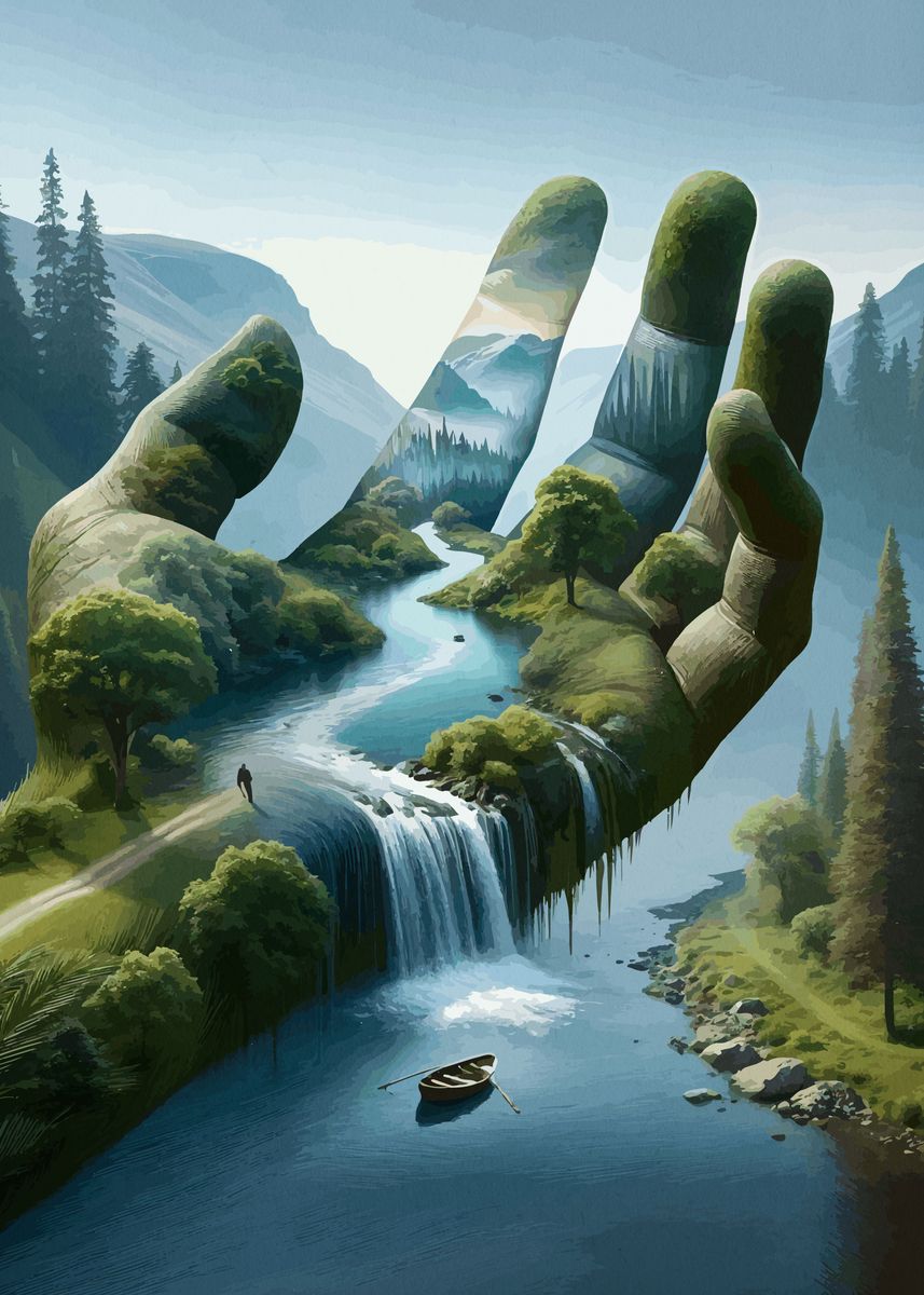 'Natures hand' Poster, picture, metal print, paint by Nobita | Displate