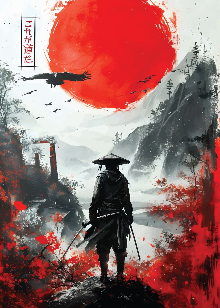 'red moon samurai ' Poster, picture, metal print, paint by maxmah Funny ...