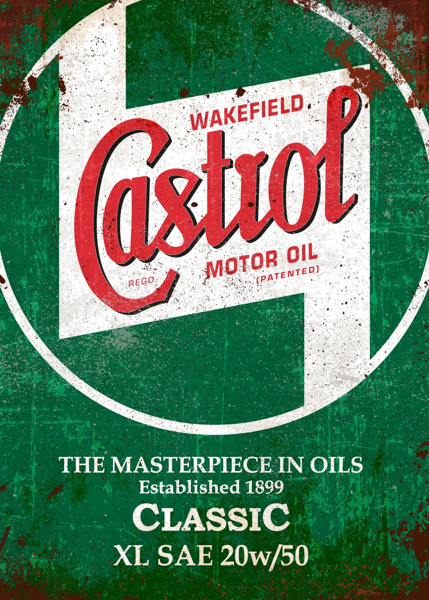 'castrol 1946 sign' Poster, picture, metal print, paint by great mogsaw ...