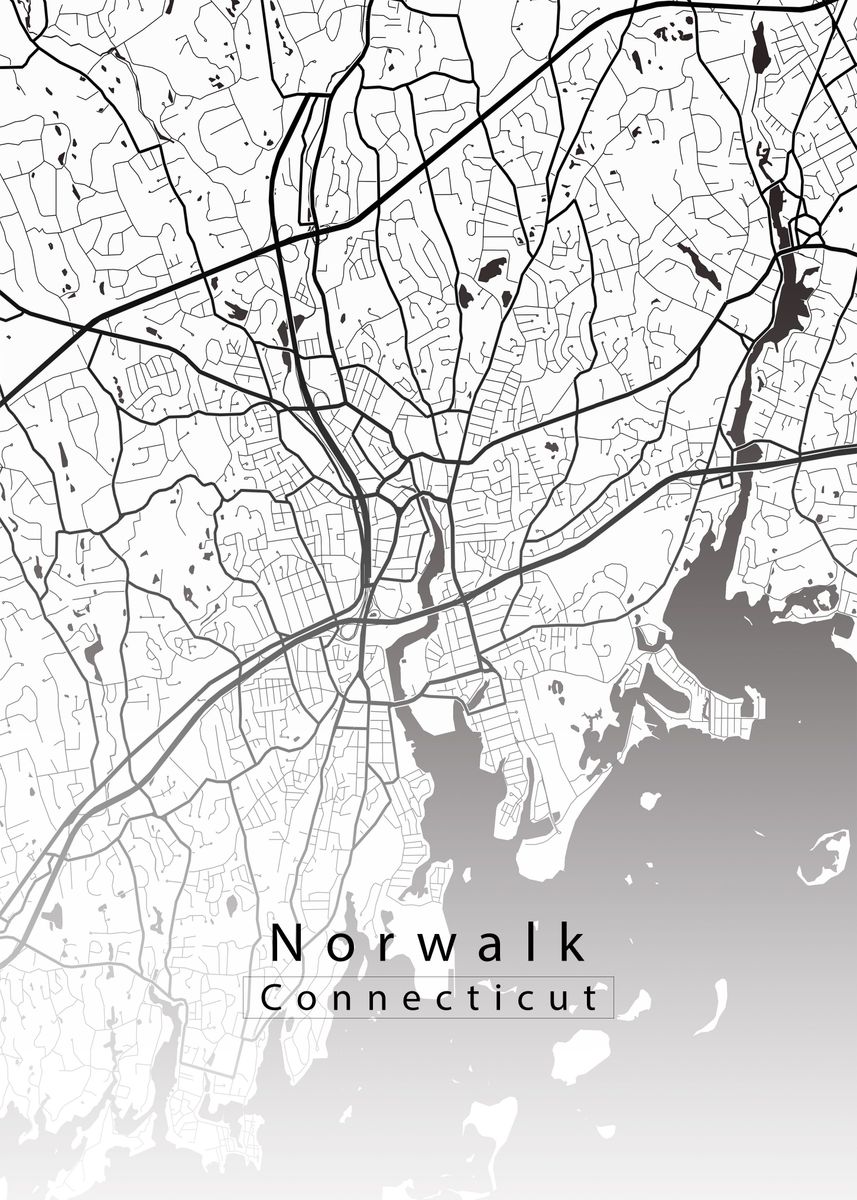 'Norwalk Connecticut Map' Poster, picture, metal print, paint by ...