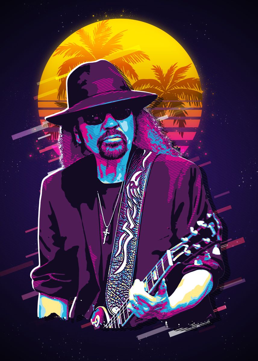 'Gary Rossington Retro 80s' Poster, picture, metal print, paint by Mus ...