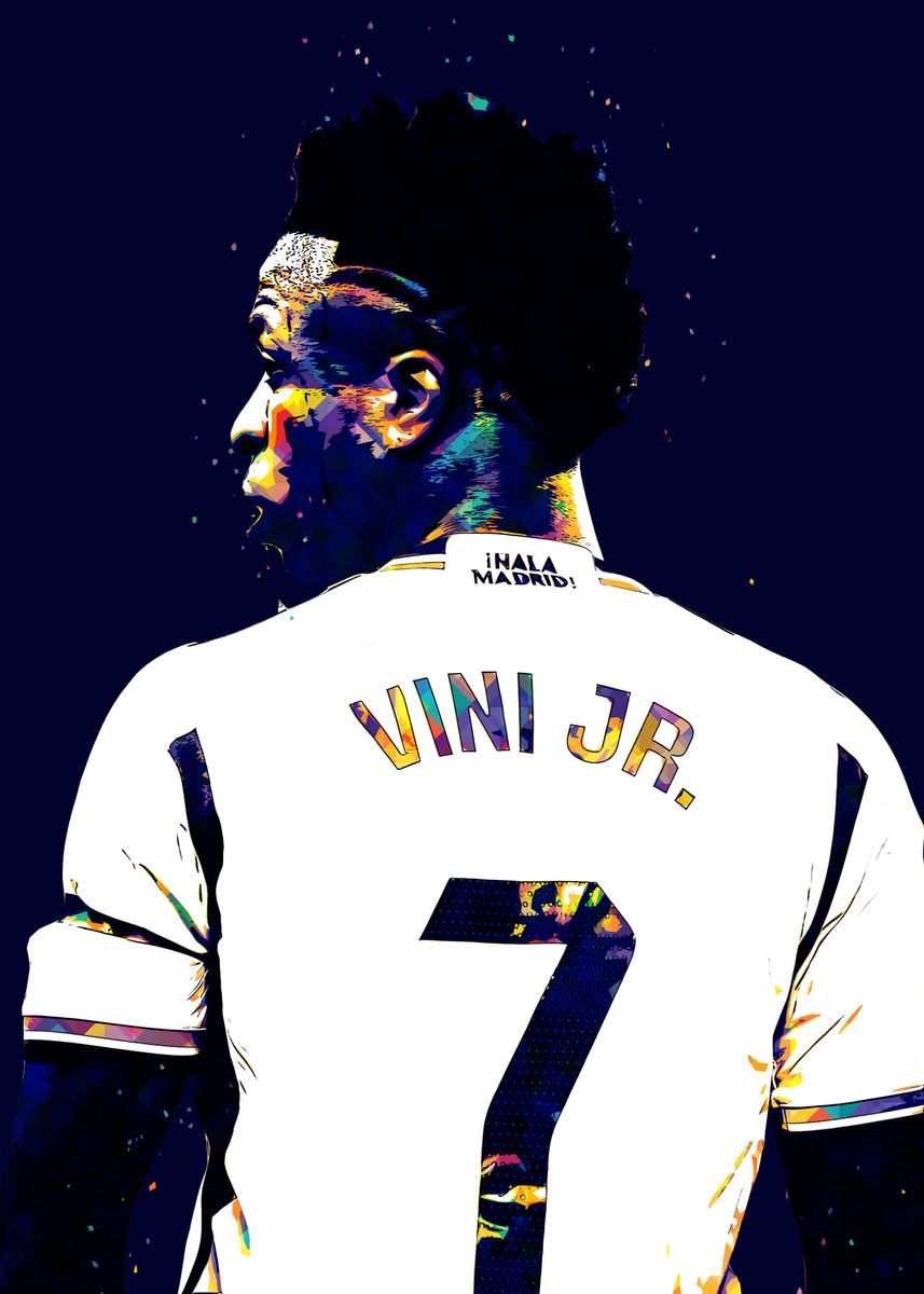 'Vini JR Retro ' Poster, picture, metal print, paint by Mus Mius | Displate