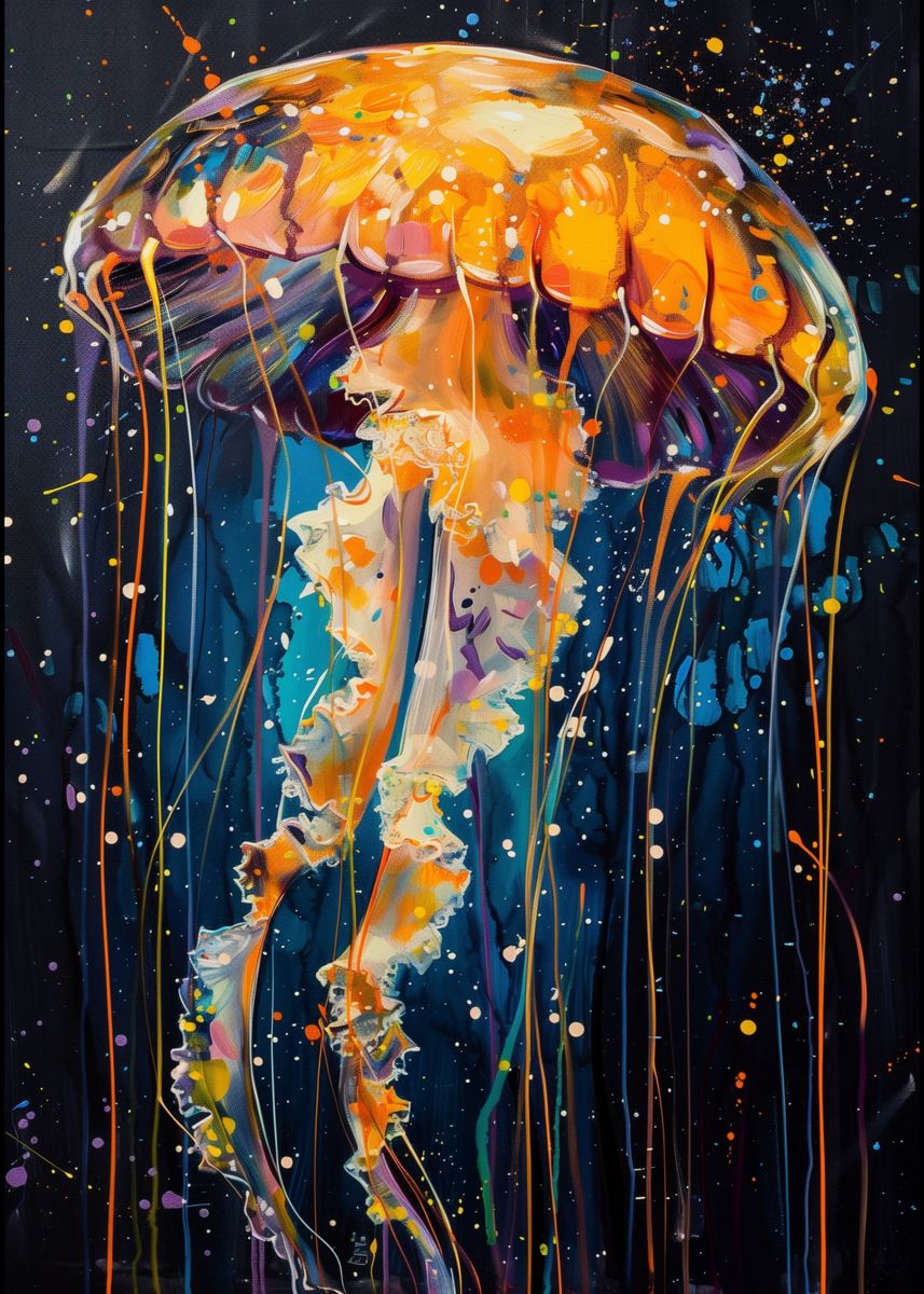 'colorful painted squid' Poster, picture, metal print, paint by PERMADI ...