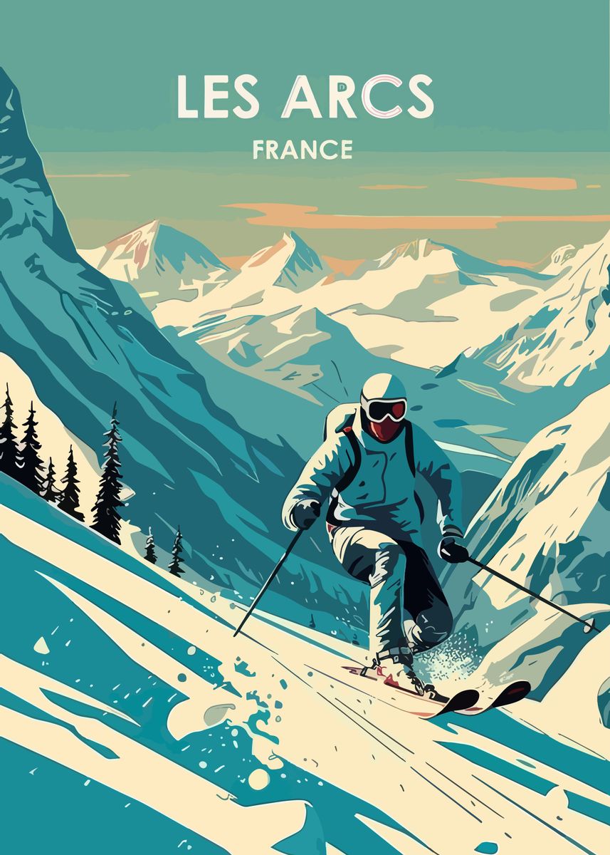 'ski resort' Poster, picture, metal print, paint by Ansell ART | Displate