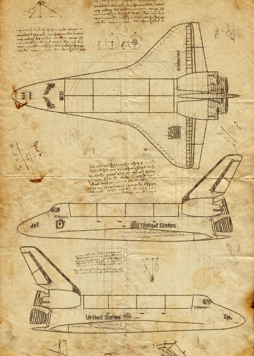 'drawings of a shuttle' Poster, picture, metal print, paint by Jerhus ...