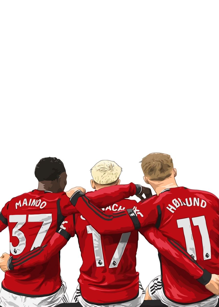 'Maino Garnacho Holund' Poster, picture, metal print, paint by dadam ...