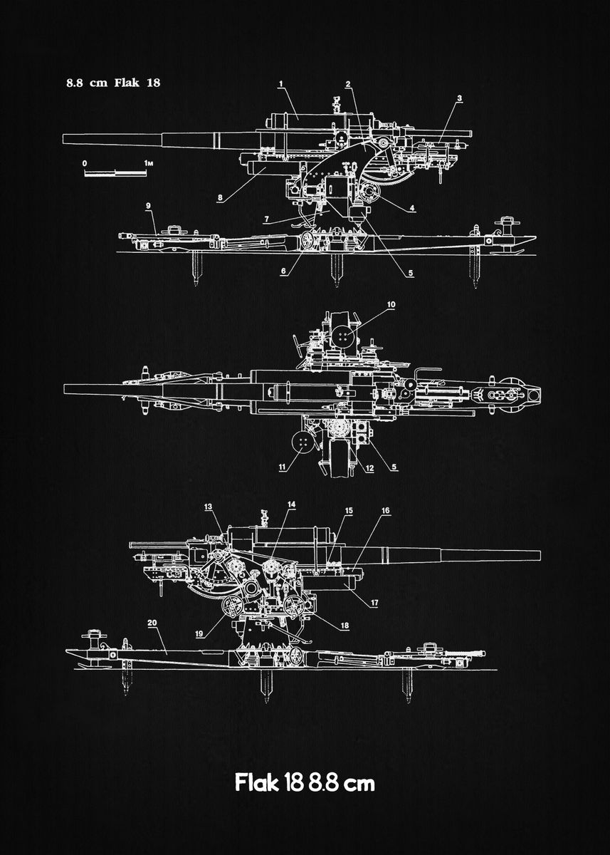 'Flak 18 88 cm' Poster, picture, metal print, paint by Blueprint Expert ...