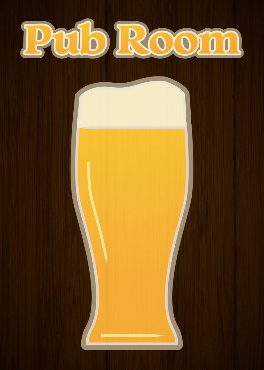 'Pub Room Beer Wood Sign' Poster, picture, metal print, paint by ...
