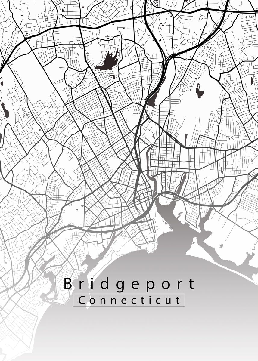 'Bridgeport Connecticut Map' Poster, picture, metal print, paint by ...