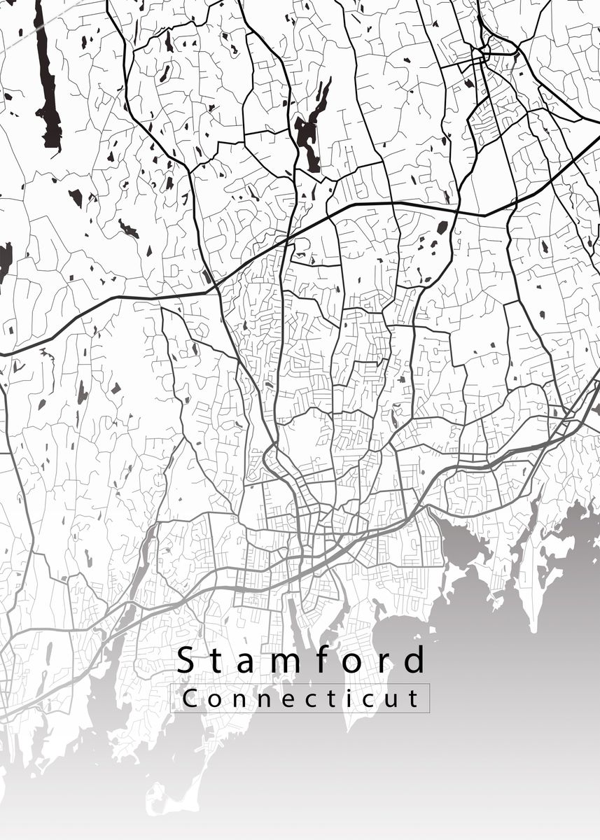'Stamford Connecticut Map' Poster, picture, metal print, paint by ...