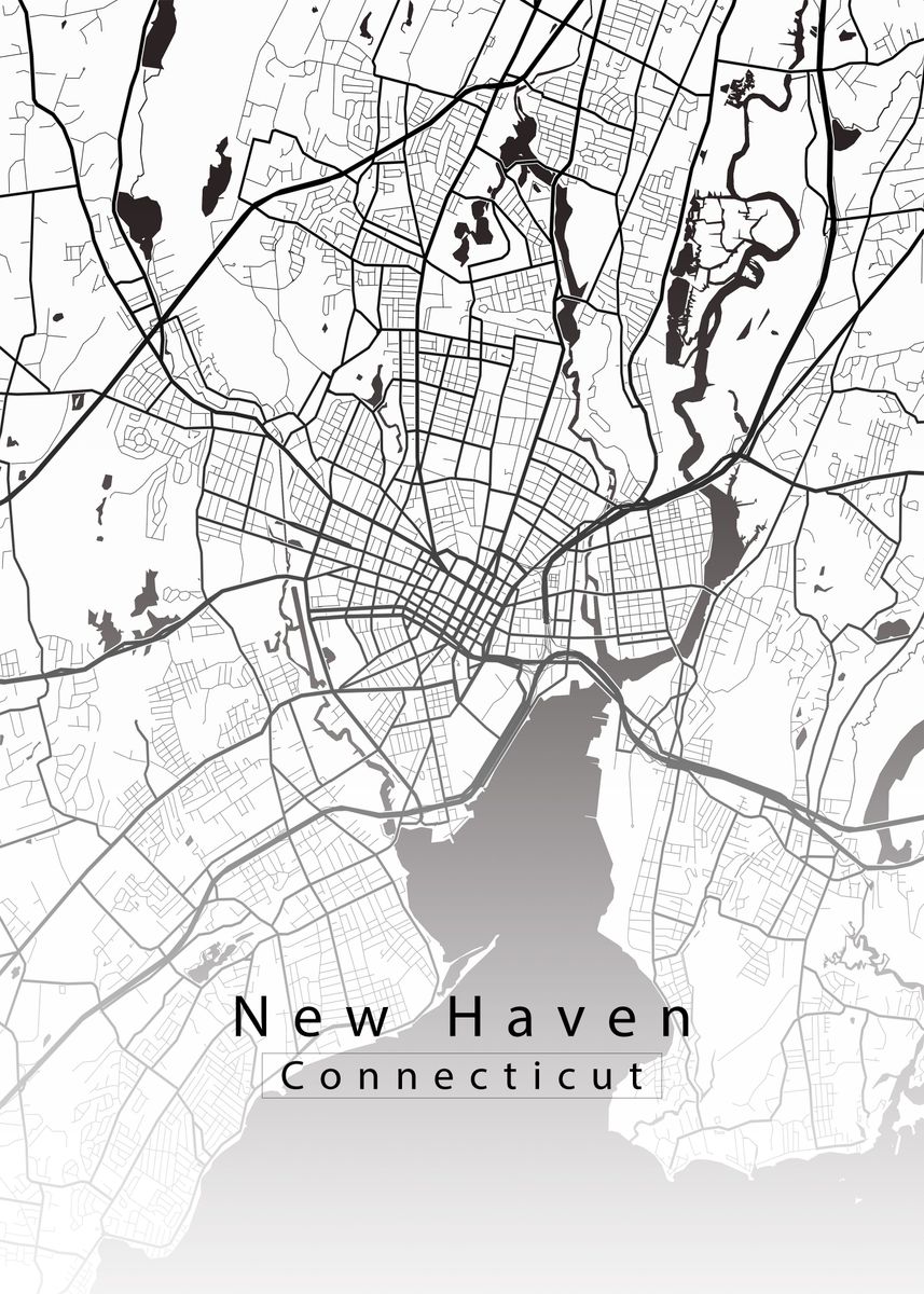 'New Haven Connecticut Map' Poster, picture, metal print, paint by ...