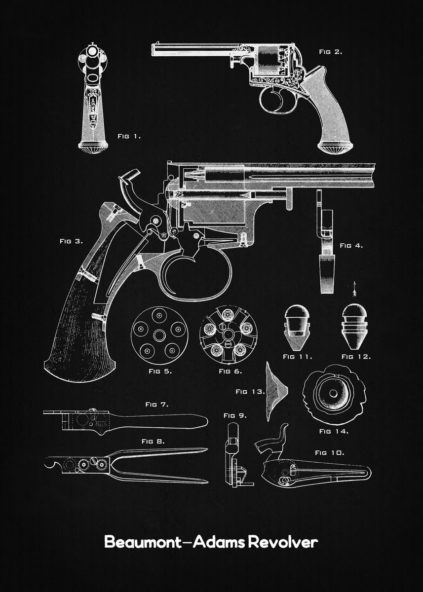 'Beaumont Adams Revolver' Poster, picture, metal print, paint by ...