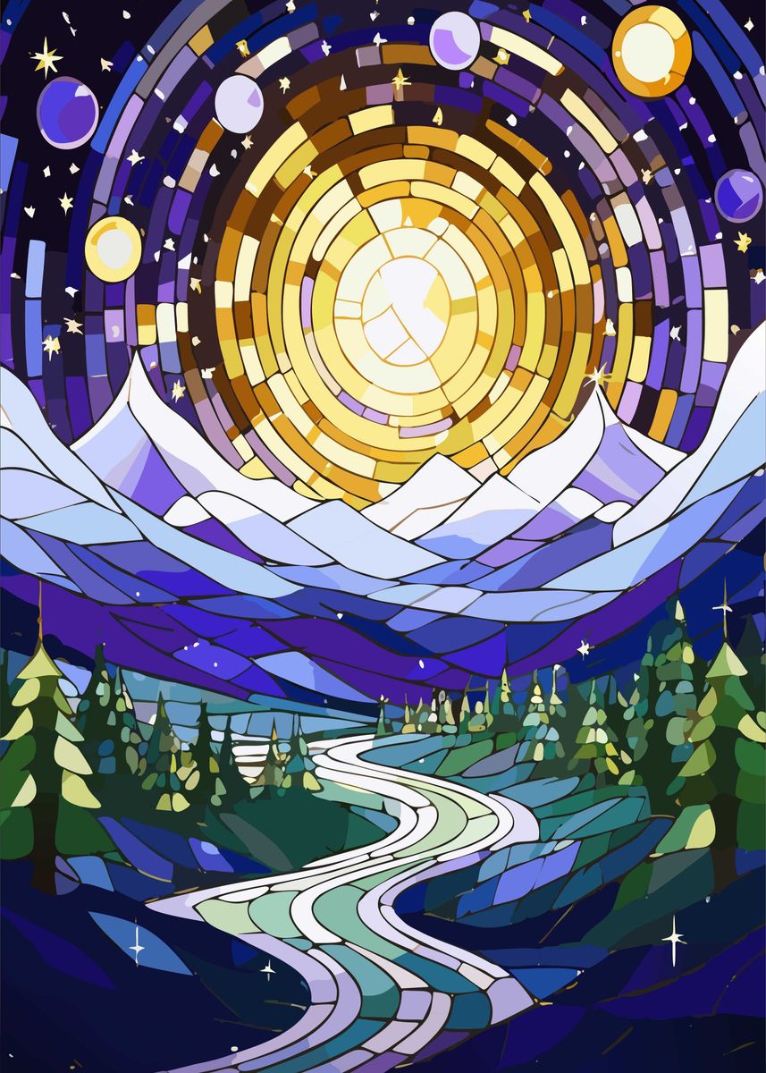 'Galaxy in Stained Glass' Poster, picture, metal print, paint by Nehar ...