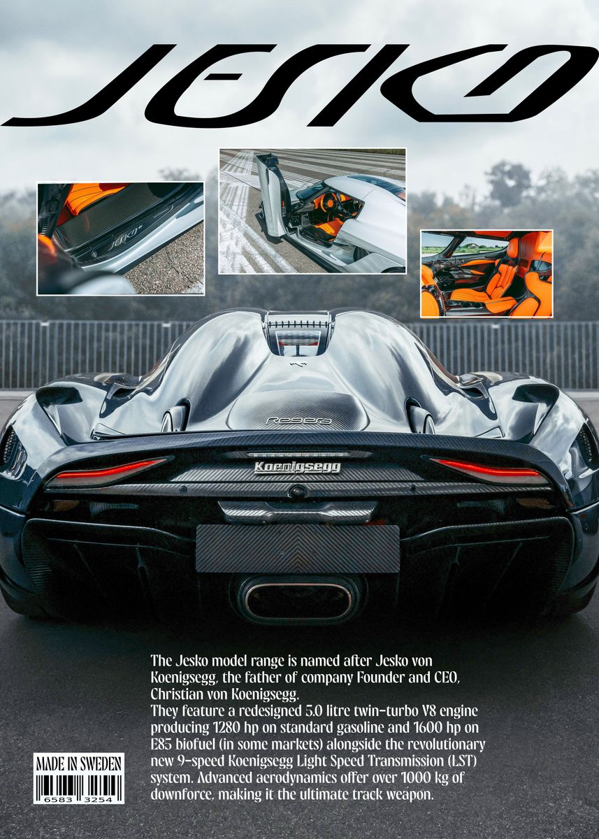 'Jesko Koenigsegg Sport Car' Poster, picture, metal print, paint by ...