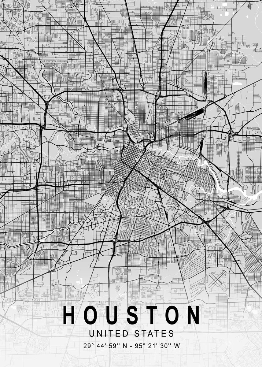 'Houston Light Map' Poster, picture, metal print, paint by DesignerMind ...