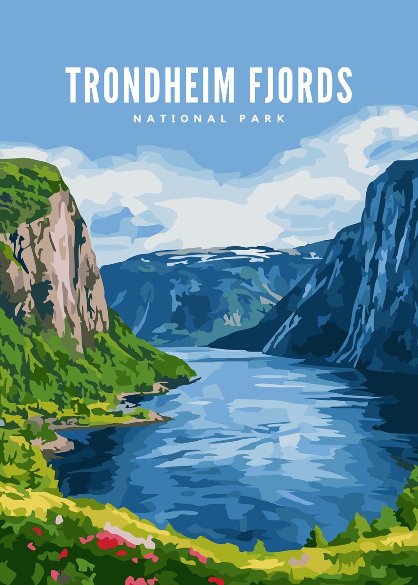 'Trondheim Fjords Nat Park' Poster, picture, metal print, paint by Mark ...