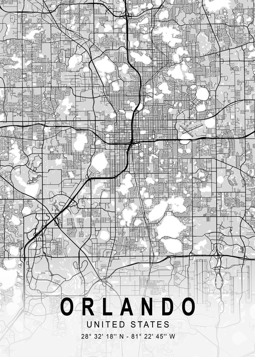 'Orlando Light Map' Poster, picture, metal print, paint by DesignerMind ...
