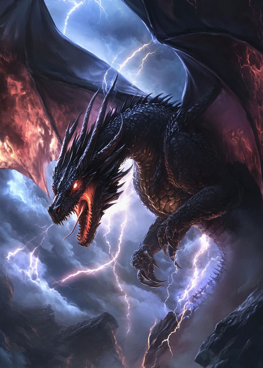 'electric dragon ' Poster, picture, metal print, paint by cheetah claws ...