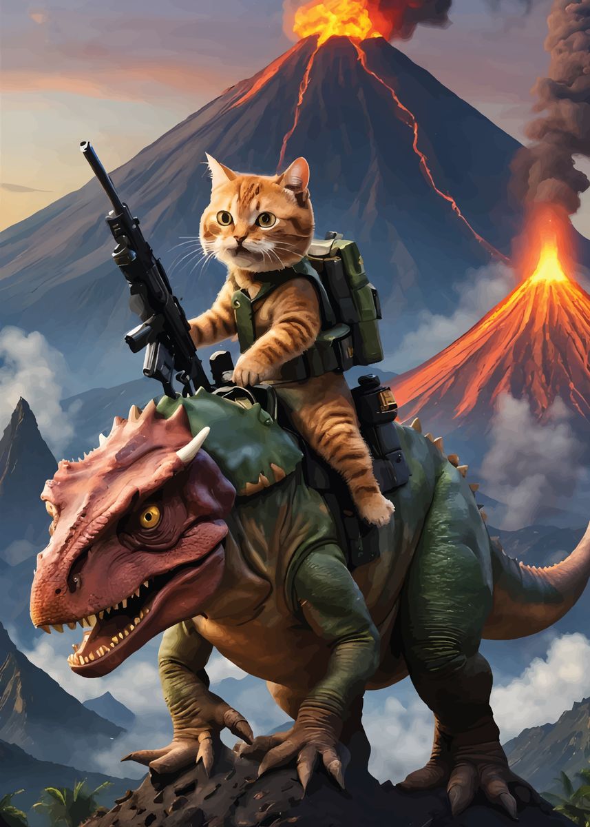 'Funny Cat Military' Poster, picture, metal print, paint by Alex Romiro ...