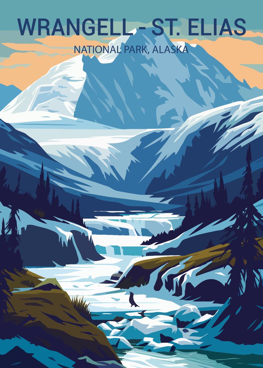 'Wrangell St Elias' Poster, picture, metal print, paint by Sam Kal | Displate