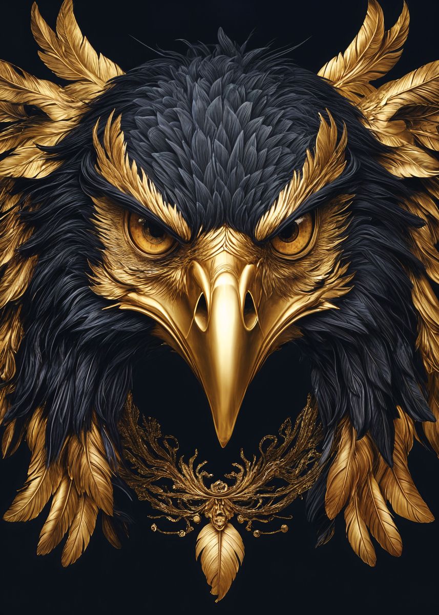 'Gold Black Eagle' Poster, picture, metal print, paint by Classic Hat ...